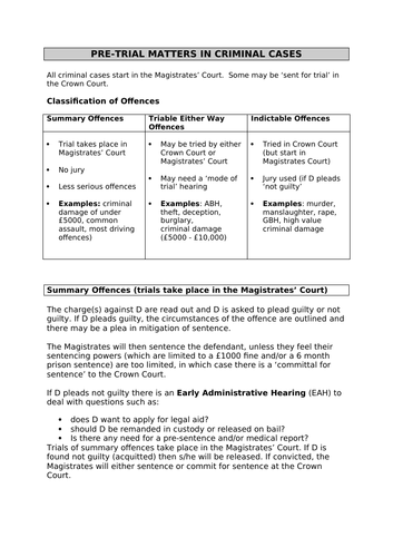 Criminology Level 3(New Spec)Unit 3 Crime Scene to Court Room AC2.1 Requirements of the CPS ...