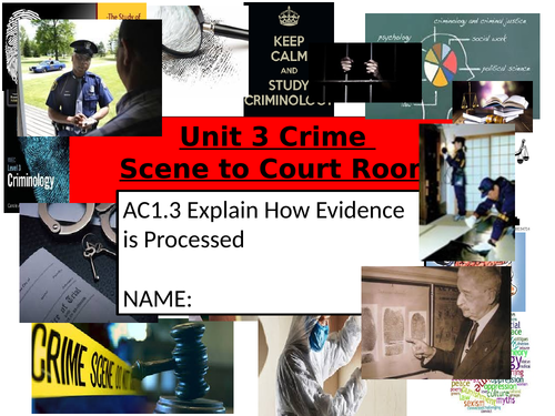 Criminology Level 3(New Spec)Unit 3 Crime Scene to Court Room AC1 ...