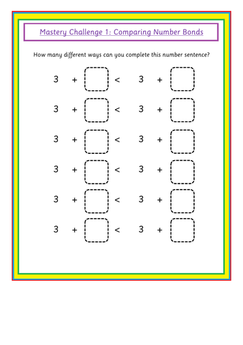 KS1 Maths Comparing Number Bonds Activities | Teaching Resources