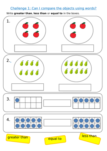 KS1 Maths Comparing Groups of Objects Using Words | Teaching Resources