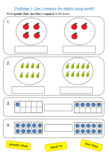 KS1 Maths Comparing Groups of Objects Using Words | Teaching Resources
