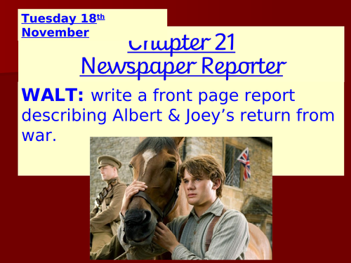 War Horse by Michael Morpurgo ~ Ready-to-use lessons Chapters 13 - The ...