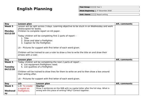 Report writing Year 1 Real life heroes | Teaching Resources