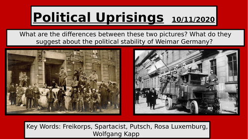Spartacist Uprising and Kapp Putsch Lesson AQA GCSE | Teaching Resources