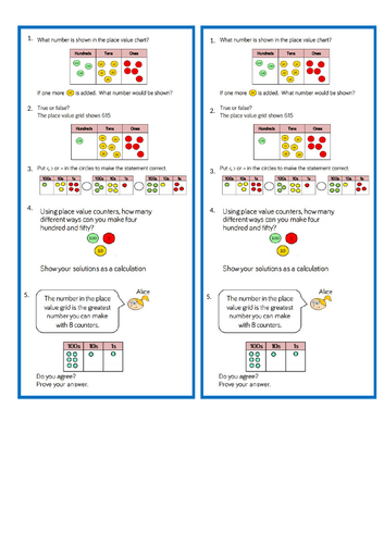 Year 3 place value White Rose Problem solving strips | Teaching Resources