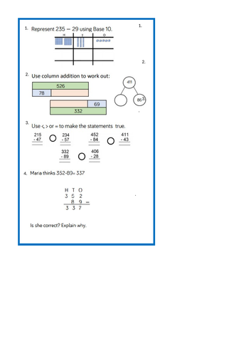 Year 3 White Rose Addition and Subtraction Mastery Strips | Teaching ...