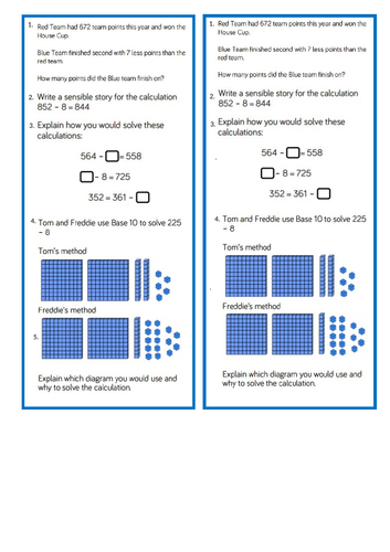 Year 3 White Rose Addition and Subtraction Mastery Strips | Teaching ...