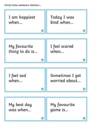 Circle Time Sentence Starter Cards | Teaching Resources