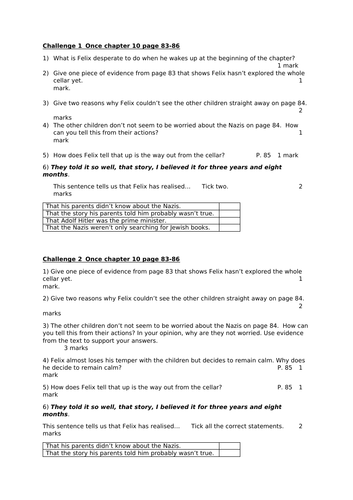 Once Morris Gleitzman complete questions and activities | Teaching ...