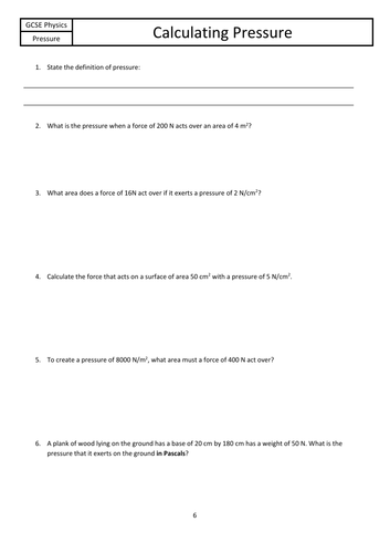 GCSE Pressure Topic | Teaching Resources