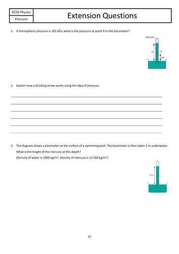 GCSE Pressure Topic | Teaching Resources