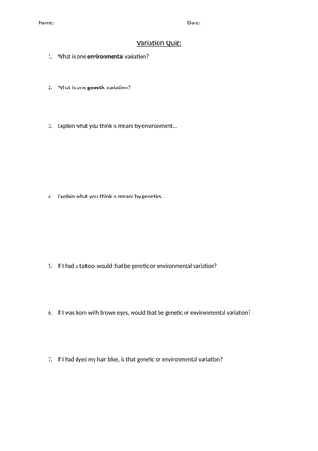 Environmental and genetic variation | Teaching Resources Environmental and genetic variation | Teaching Resources