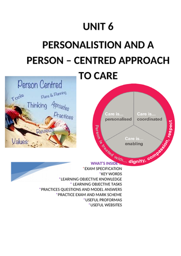 Unit 6 Personalisation and a Person Centred approach to care | Teaching ...