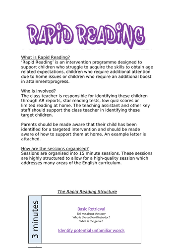 'Rapid Reader' Reading Intervention | Teaching Resources