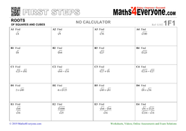 Roots - of Squares and Cubes (Worksheets with Solutions) | Teaching ...