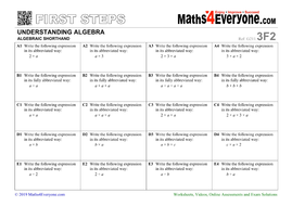 Algebraic Shorthand (Worksheets with Solutions) | Teaching Resources