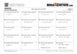 Multiplying Indices (Worksheets with Solutions) | Teaching Resources