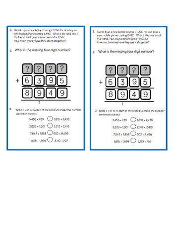 Year 4 White Rose Mastery addition and subtraction | Teaching Resources