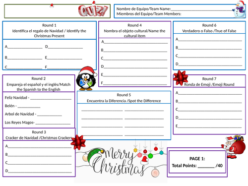 Spanish Christmas MFL Quiz | Teaching Resources