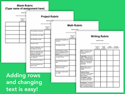 Marking Criteria Template, PLUS Editable Rubrics for Projects ...