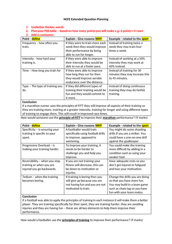 NCFE Health and Fitness Extended Question Guide | Teaching Resources