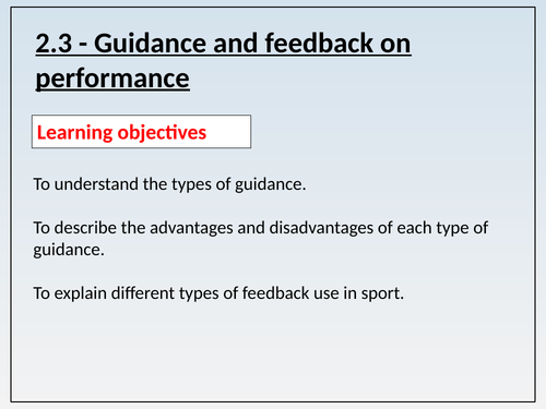 Sport psychology: Guidance and feedback on performance | Teaching Resources