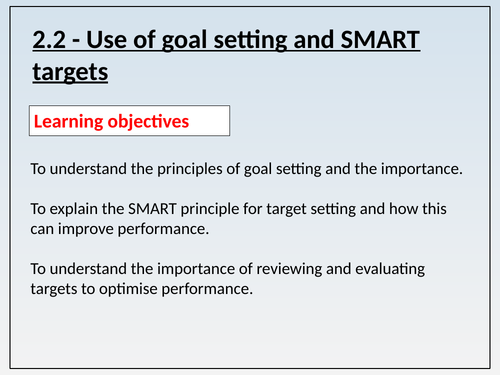 Sport psychology: Use of goal setting and SMART targets GCSE PE ...