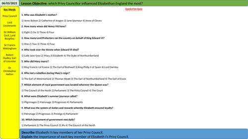 National Government - Elizabeth I's Key Ministers of the Privy Council ...
