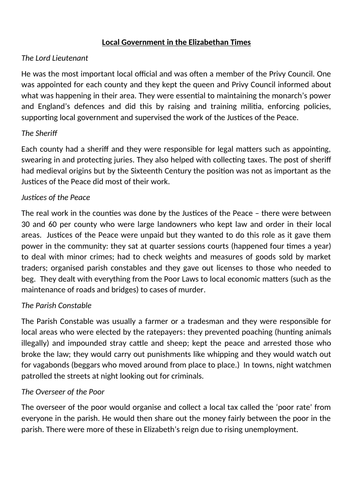 Elizabethan Local Government - Lords Lieutenant and Justices of the ...