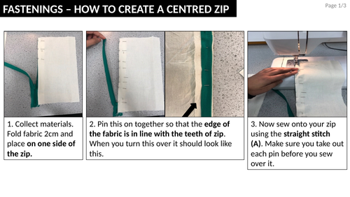 Sewing a Zip step by step - Fastenings in Textiles | Teaching Resources