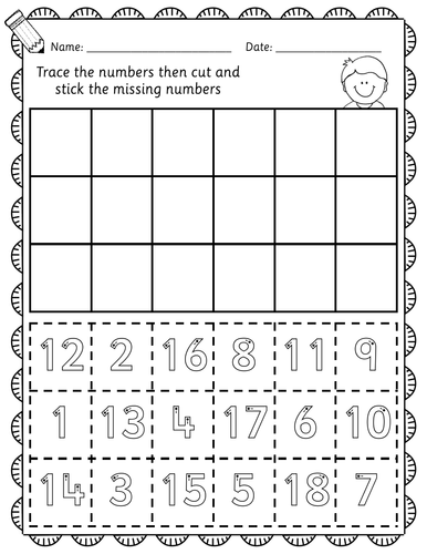 Ordering numbers 1-100 Differentiated cut and stick number worksheets ...
