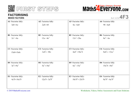 Factorising - Mixed Factors (Worksheets with Solutions) | Teaching ...