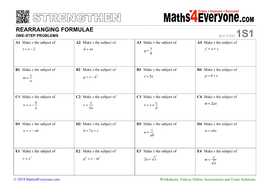 Rearranging Formulae - One Step (Worksheets with Solutions) | Teaching ...