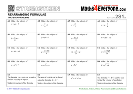Rearranging Formulae - Two Steps (Worksheets with Solutions) | Teaching ...