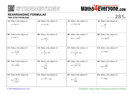 Rearranging Formulae - Two Steps (Worksheets with Solutions) | Teaching ...