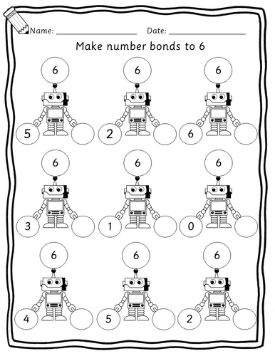Reception/Year 1 - Number bonds to 5 6 and 10 worksheets | Teaching ...