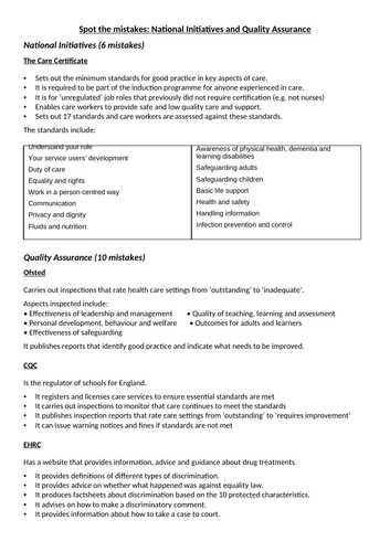 CTEC Health Social Care Unit 2 LO3 Part 2 | Teaching Resources
