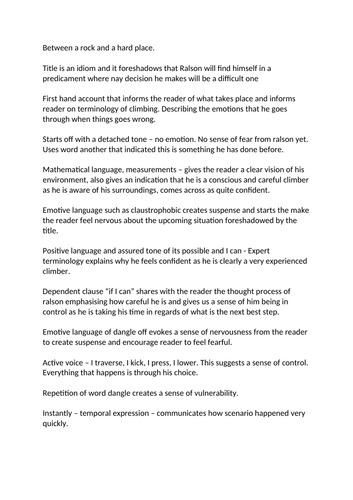 Between a Rock and a Hard Place Analysis - A* | Teaching Resources