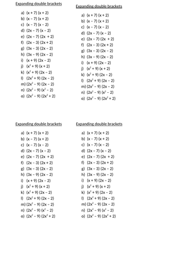 Expanding double brackets (2 lessons) | Teaching Resources