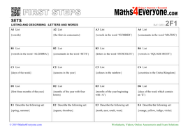 Listing and Describing Sets (Worksheets with Solutions) | Teaching ...