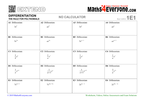Differentiation - The Rule for Polynomials (Worksheets with Solutions ... Differentiation - The Rule for Polynomials (Worksheets with Solutions ...