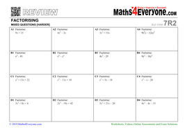 GCSE Revision (Factorising) | Teaching Resources