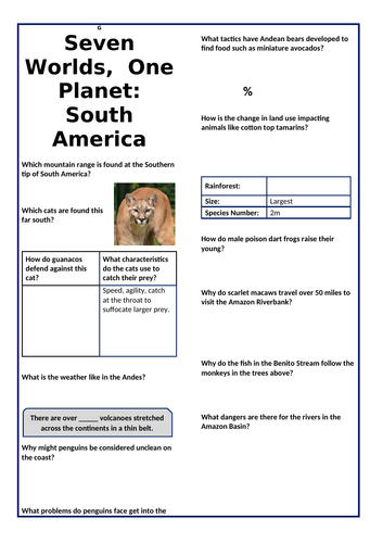 Seven Worlds, One Planet - South America | Teaching Resources