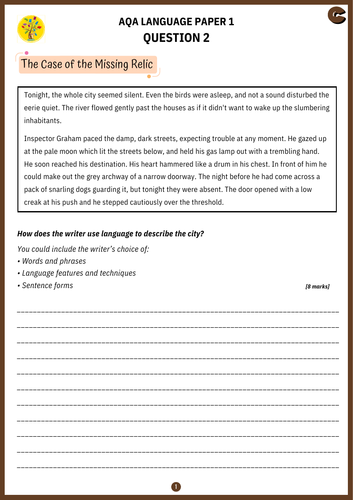 AQA Language Paper 1, Question 1 and 2 | Teaching Resources