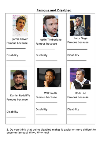Purple Tuesday Famous People Disabilities | Teaching Resources Purple Tuesday Famous People Disabilities | Teaching Resources