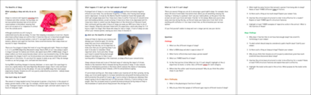 The Importance of Sleep Reading Comprehension | Teaching Resources