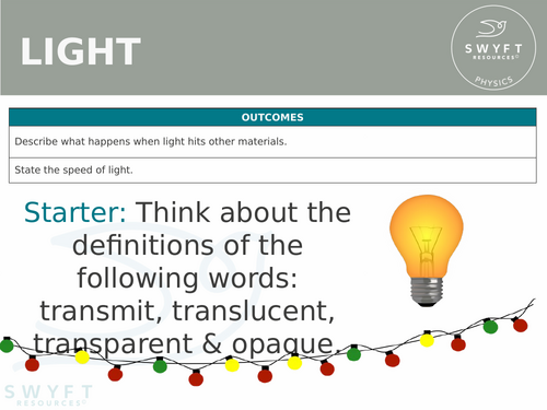 NEW KS3 ~ Year 7 ~ P3 Light | Teaching Resources