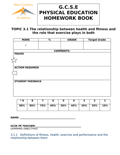 GCSE OCR work booklet Component 1 topic 3.1 | Teaching Resources