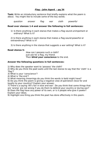 Exploration of the poem Flag by John Agard | Teaching Resources