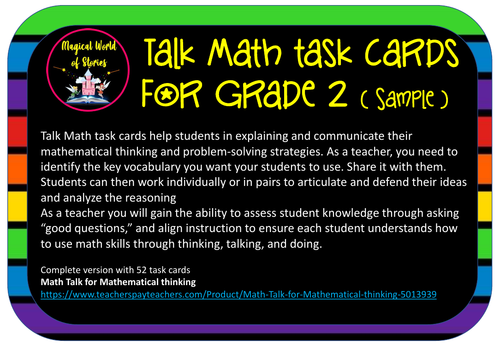 Free Math Talk - Task Cards | Teaching Resources